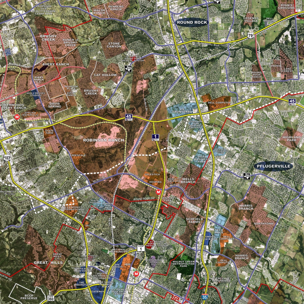 Austin (Standard) - Aerial Wall Mural - Landiscor Real Estate Mapping