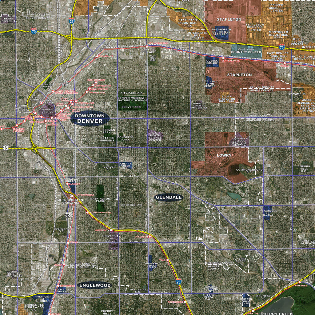 Denver - Aerial Wall Mural - Landiscor Real Estate Mapping