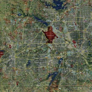 Dallas / Fort Worth (Expanded) - Rolled Aerial Map - Landiscor Real ...