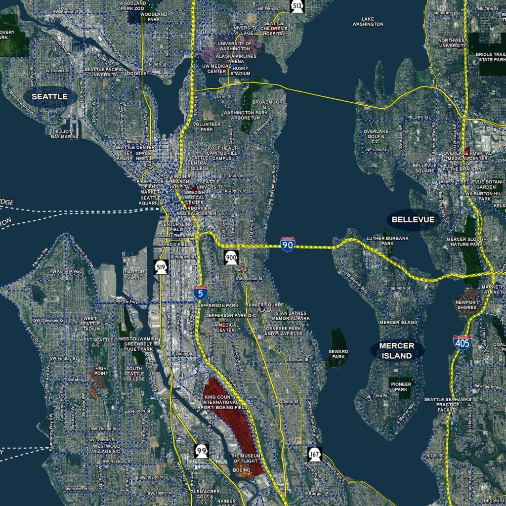 Seattle - Aerial Wall Mural - Landiscor Real Estate Mapping