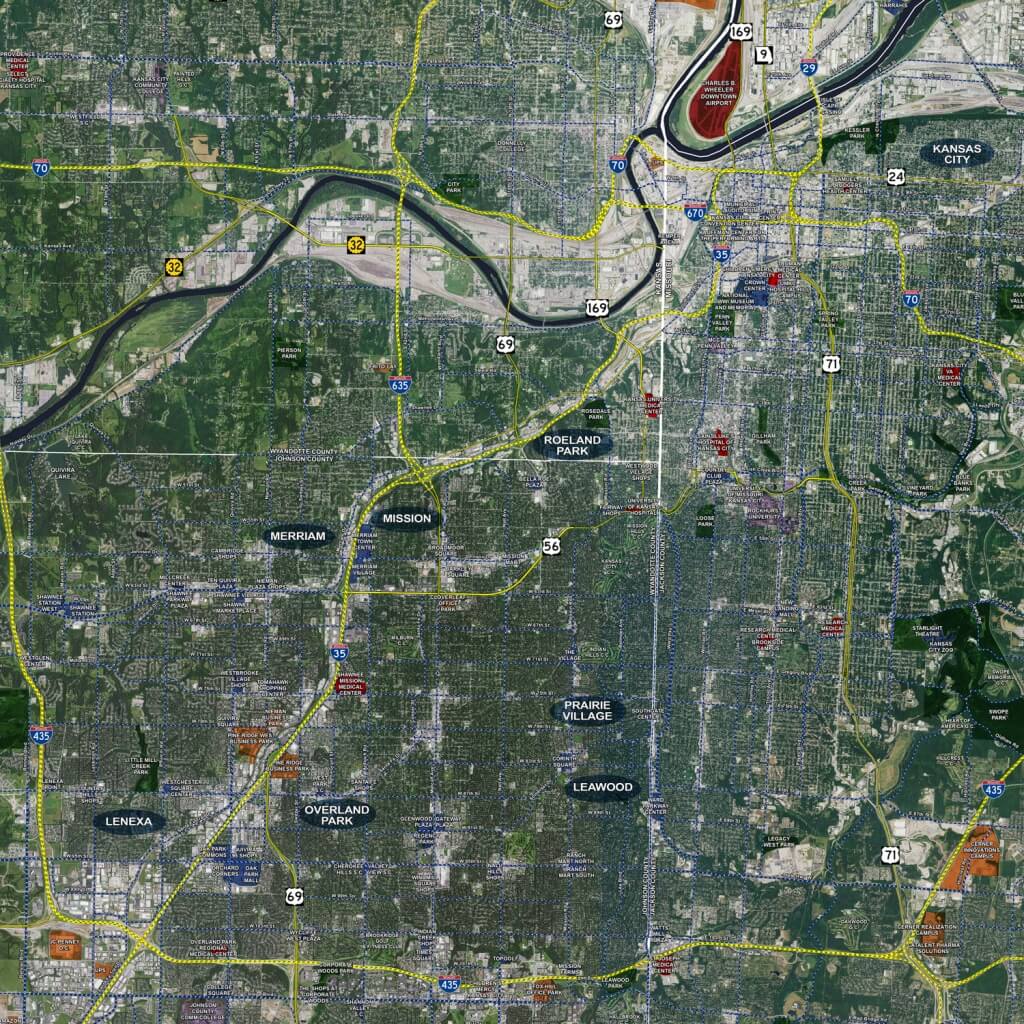 Kansas City - Rolled Aerial Map - Landiscor Real Estate Mapping